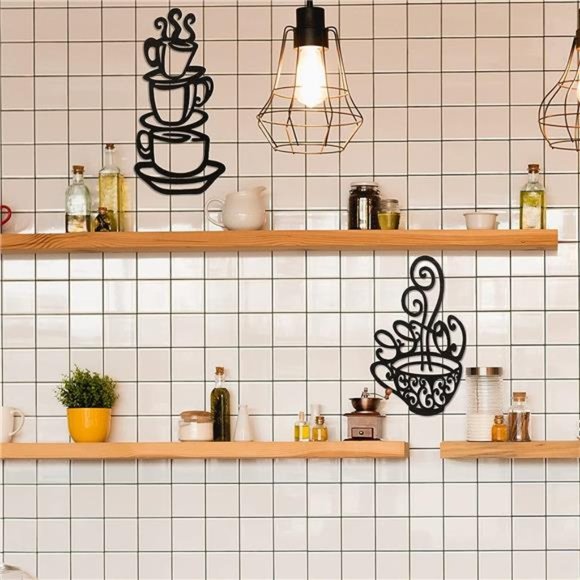 Wall Decor | 2 Pieces Coffee Cup Wall Decor Black Coffee Cup Silhouette ...